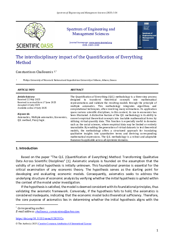 (PDF) The interdisciplinary impact of the Quantification of Everything ...