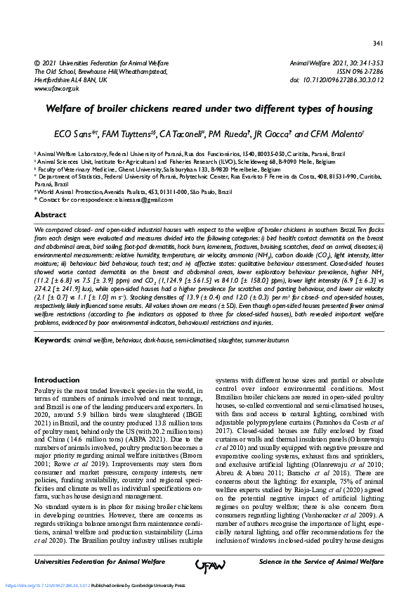 (PDF) Welfare of broiler chickens reared under two different types of ...