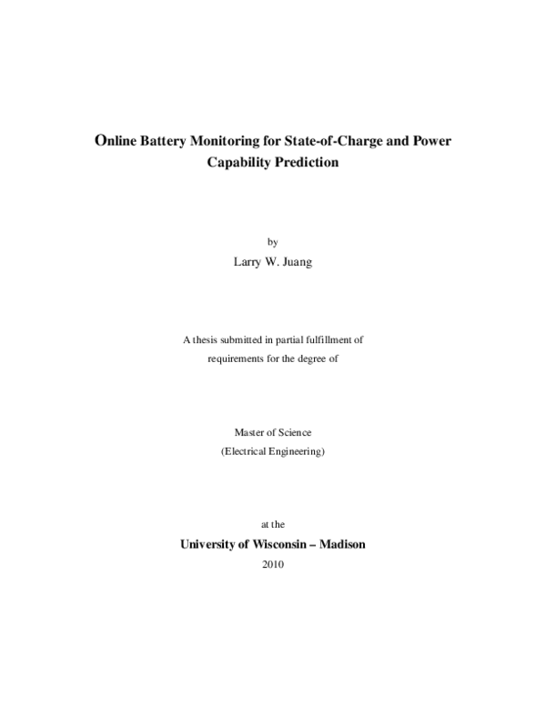 (PDF) Online Battery Monitoring for State-of-Charge and Power ...