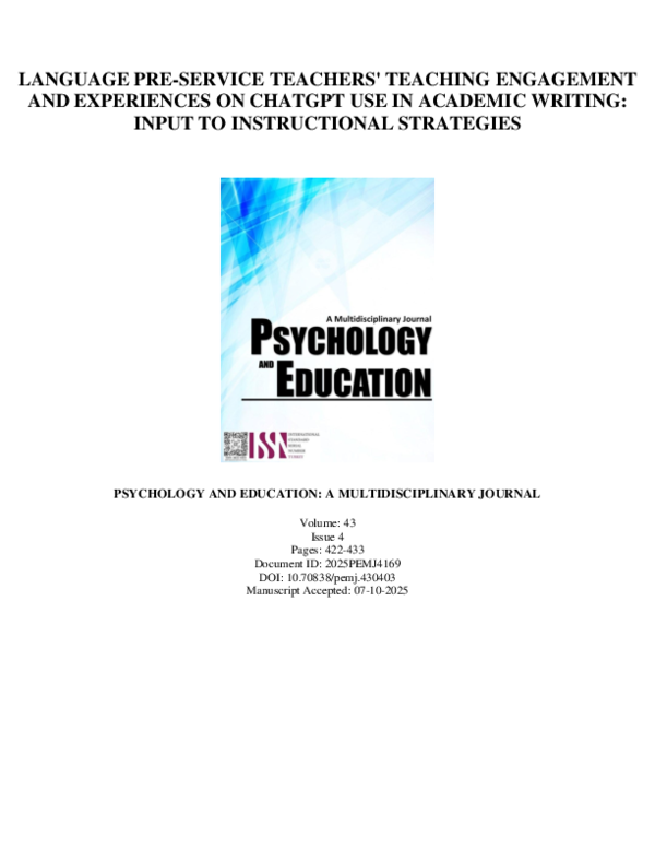 (pdf) Language Pre-service Teachers' Teaching Engagement And