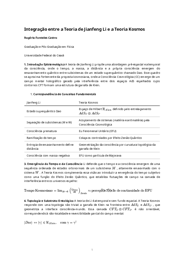 (PDF) Integração entre a Teoria de Jianfeng Li e a Teoria Kosmos