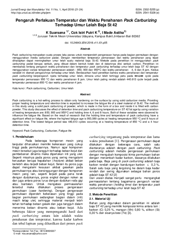 (PDF) Pengaruh Perlakuan Temperatur dan Waktu Penahanan Pack ...