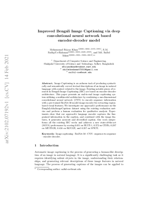 (PDF) Improved Bengali Image Captioning via Deep Convolutional Neural Network Based Encoder ...