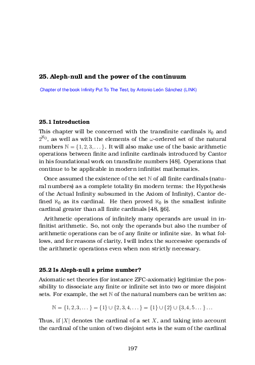 (PDF) Aleph null and the power of the continuum