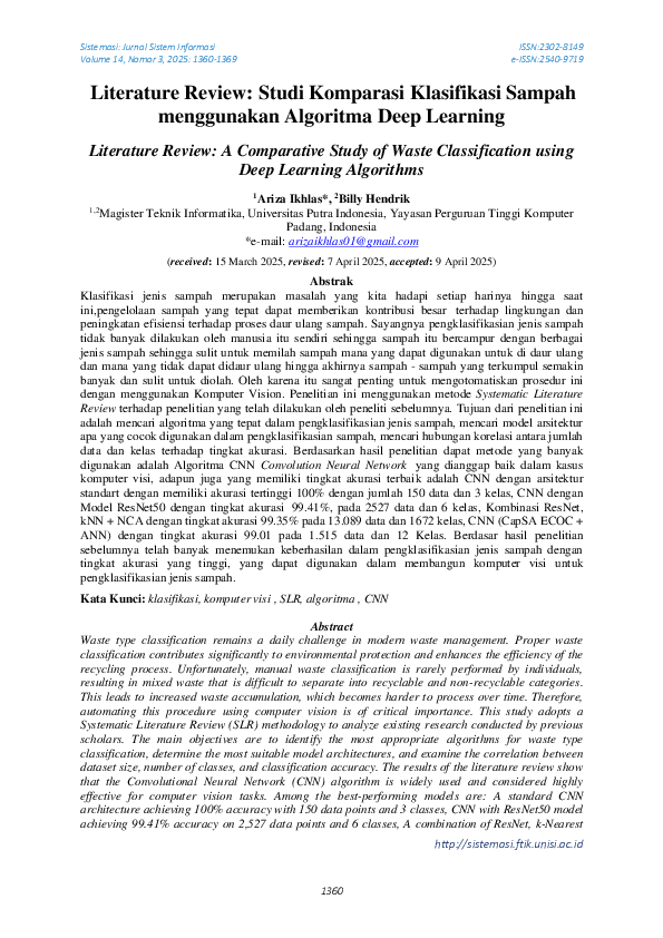 (PDF) Literature Review: Studi Komparasi Klasifikasi Sampah menggunakan ...