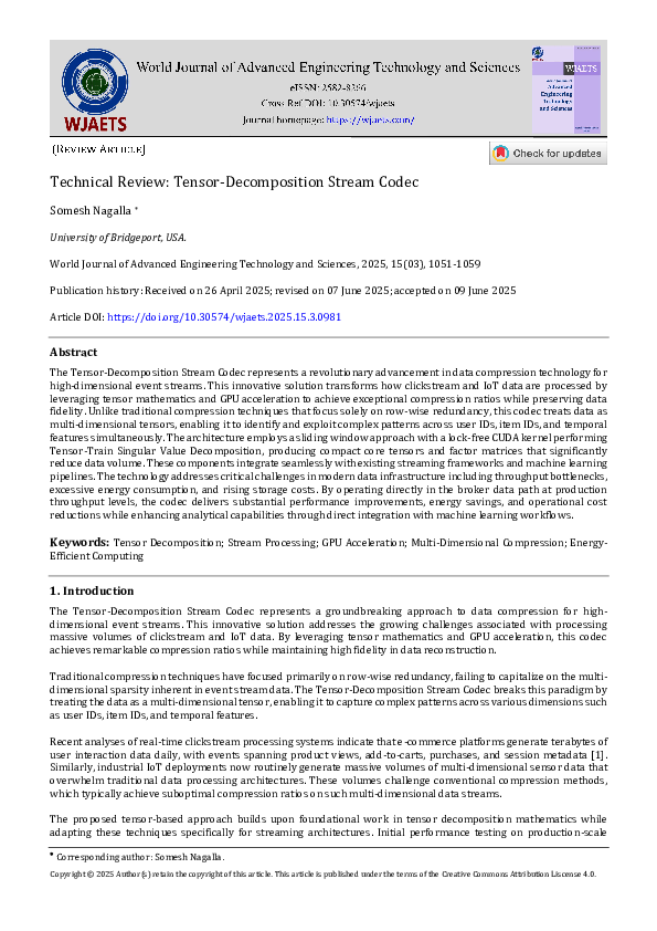 (PDF) Technical Review: Tensor-Decomposition Stream Codec