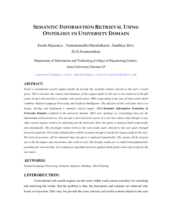 (PDF) Semantic Information Retrieval Using Ontology in University Domain