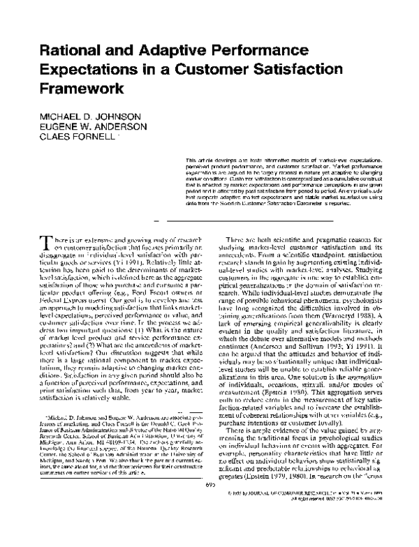 (PDF) Rational and Adaptive Performance Expectations in a Customer ...