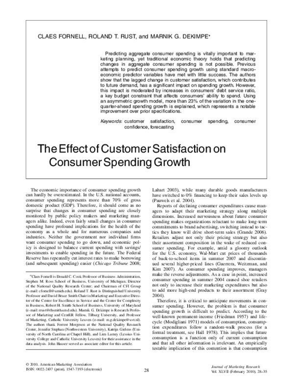 (PDF) The Effect of Customer Satisfaction on Consumer Spending Growth