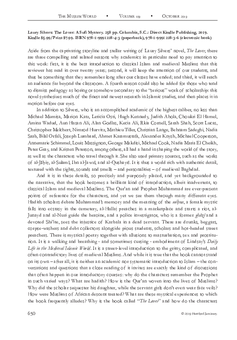 (PDF) Adam Gaiser Review of Silvers The Lover