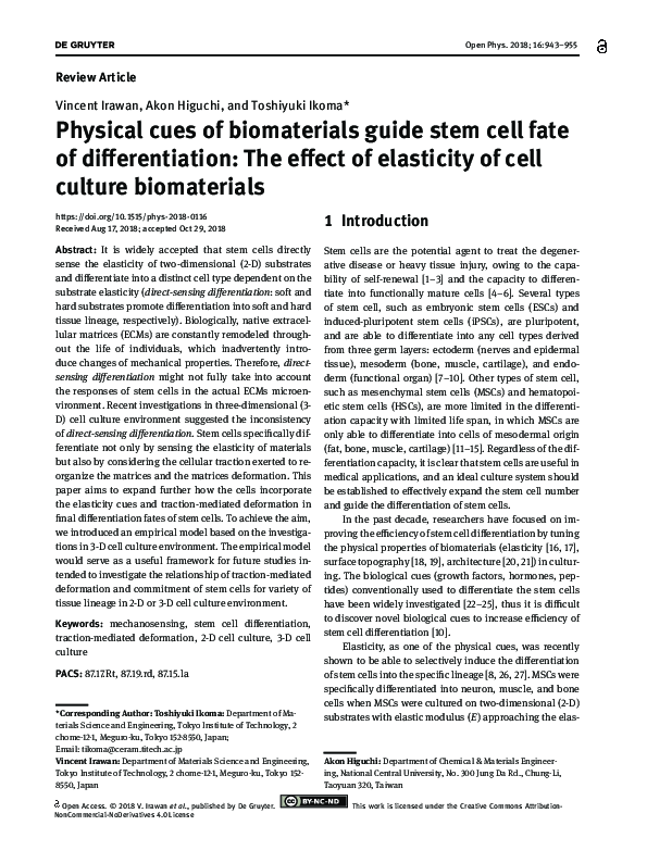 (PDF) Physical cues of biomaterials guide stem cell fate of ...