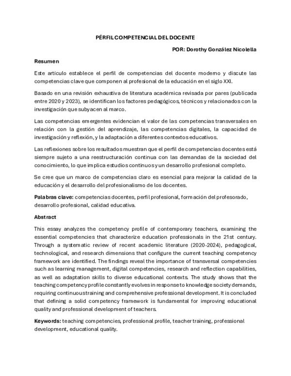 (PDF) Perfil Competencial del Docente