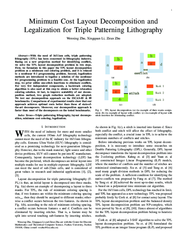 (PDF) Minimum Cost Layout Decomposition and Legalization for Triple ...