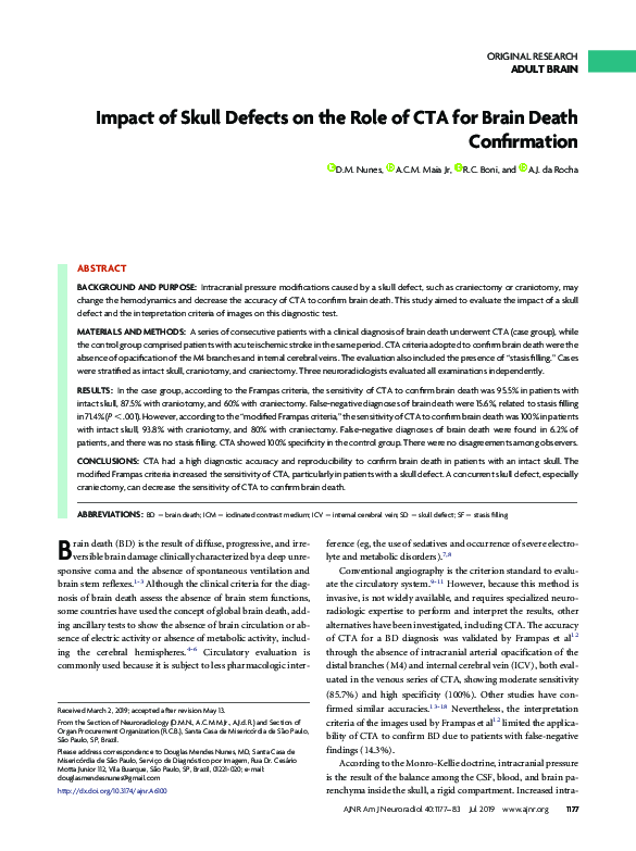 (PDF) Impact of Skull Defects on the Role of CTA for Brain Death ...