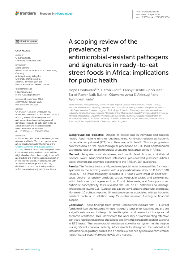 (PDF) A scoping review of the prevalence of antimicrobial-resistant ...