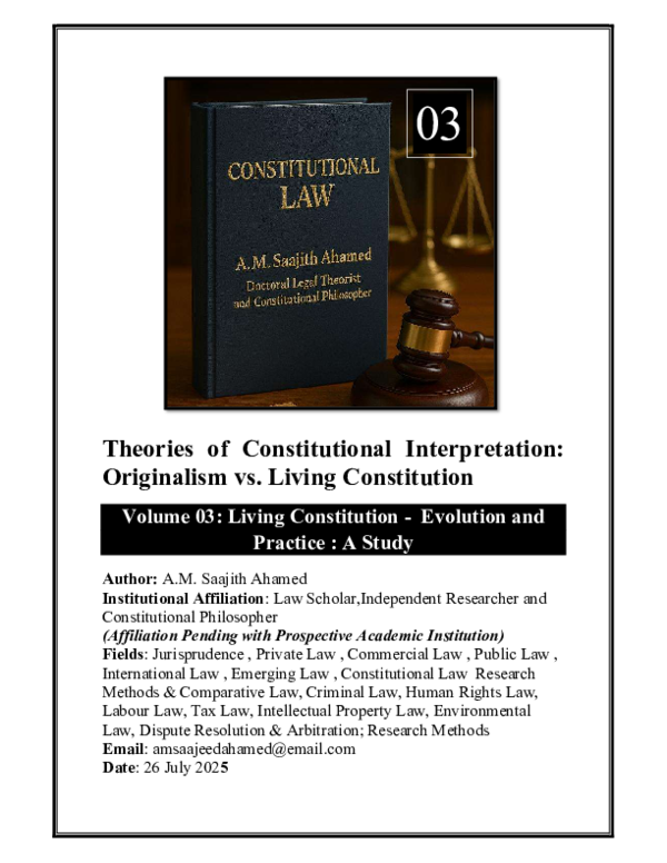 (PDF) Theories of Constitutional Interpretation: Originalism vs. Living Constitution Volume 03 ...