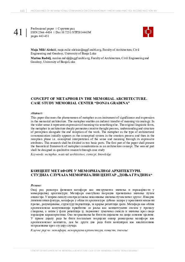 (PDF) Concept of Metaphor in the Memorial Architecture. Case Study ...
