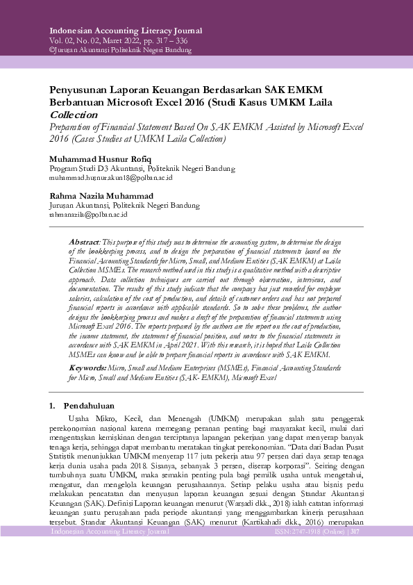 (PDF) Penyusunan Laporan Keuangan Berdasarkan SAK EMKM Berbantuan ...
