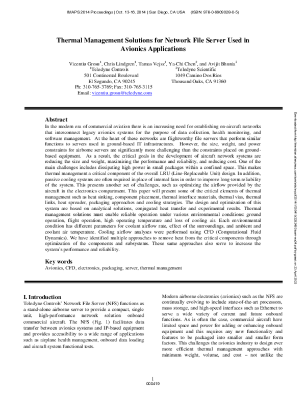 (PDF) Thermal Management Solutions for Network File Server Used in ...