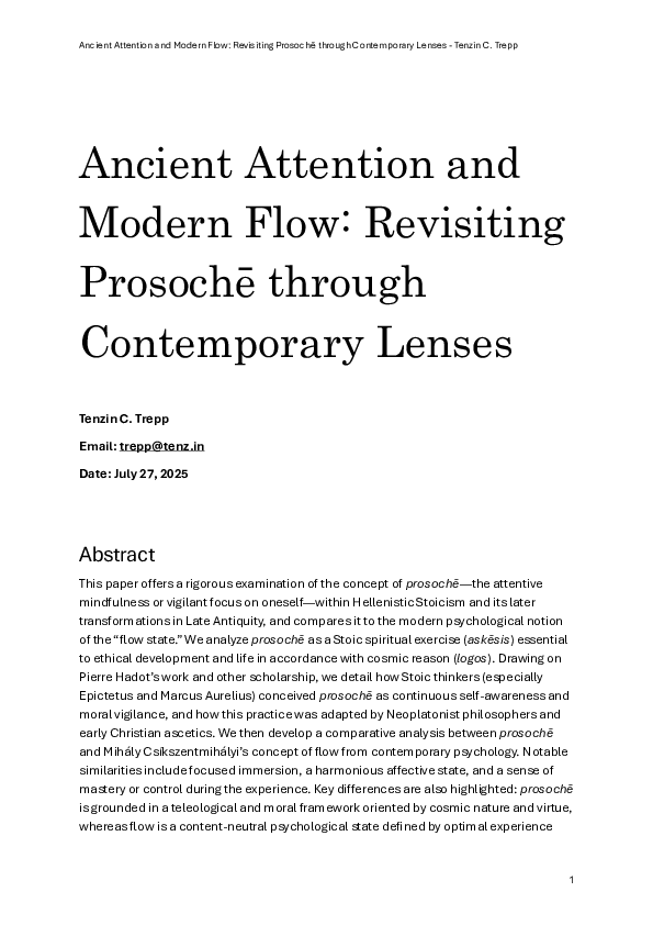 (PDF) Ancient Attention and Modern Flow: Revisiting Prosochē through ...