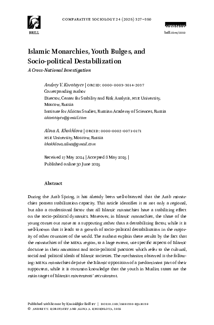 (PDF) Islamic Monarchies, Youth Bulges, and Socio-political ...