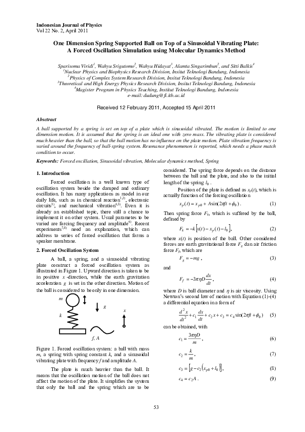 (PDF) One Dimension Spring Supported Ball on Top of a Sinusoidal ...