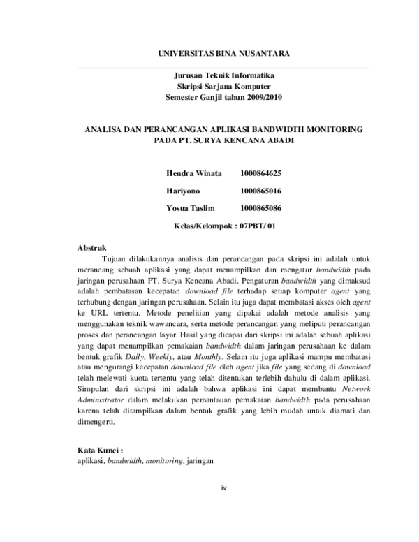 (PDF) Analisa Dan Perancangan Aplikasi Bandwidth Monitoring Pada Pt ...