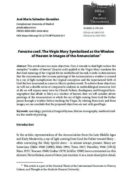 (PDF) Fenestra coeli. The Virgin Mary Symbolized as the Window of Heaven in Images of the ...