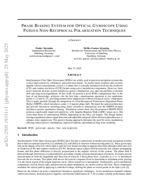 (PDF) PHASE BIASING SYSTEM FOR OPTICAL GYROSCOPE USING PASSIVE NON ...