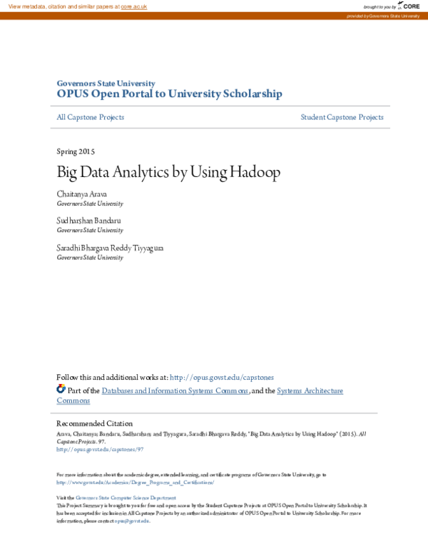 (PDF) Big Data Analytics by Using Hadoop