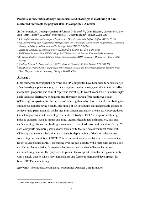 (PDF) Process characteristics, damage mechanisms and challenges in ...
