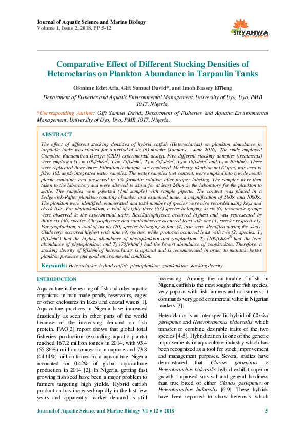 (PDF) Comparative Effect of Different Stocking Densities of ...