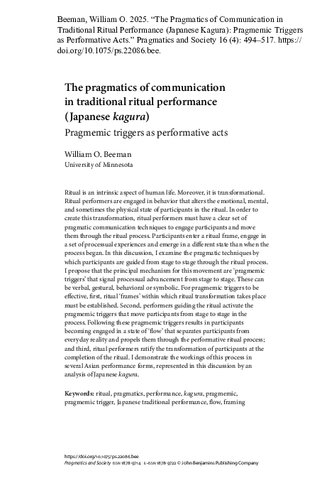 (PDF) The Pragmatics of Communication in Traditional Ritual Performance ...