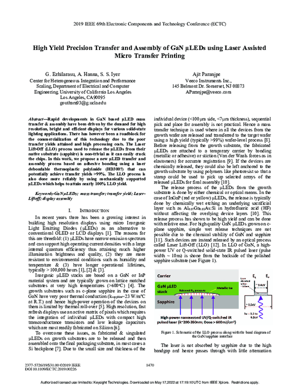 (PDF) High yield precision transfer and assembly of GaN µLEDs using ...