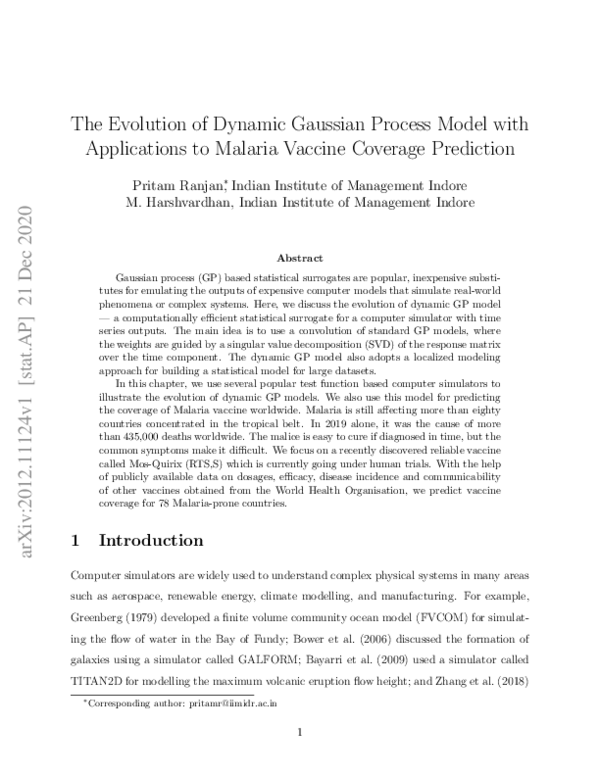(PDF) The Evolution of Dynamic Gaussian Process Model with Applications ...