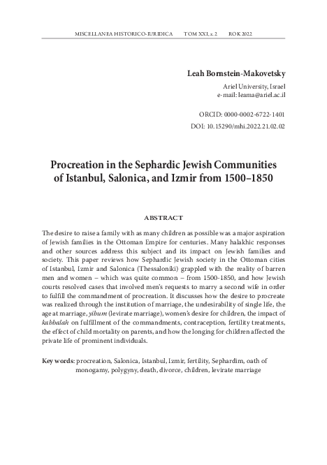 (PDF) Procreation in the Sephardic Jewish Communities of Istanbul ...