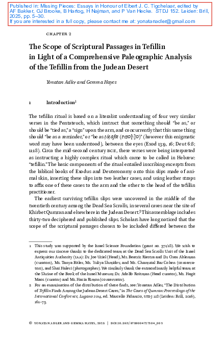 (PDF) The Scope of Scriptural Passages in Tefillin in Light of a Comprehensive Paleographic ...
