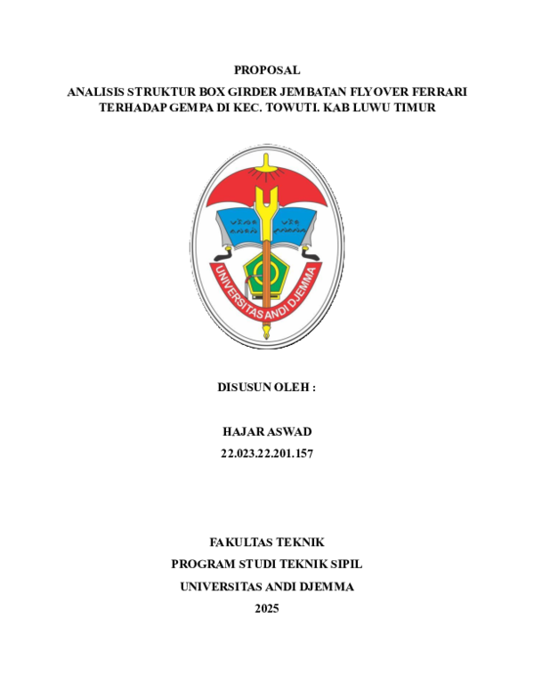 (PDF) Proposal Analisis Struktur Box Girder Jembatan Flyover Ferrari Terhadap Gempa(HA