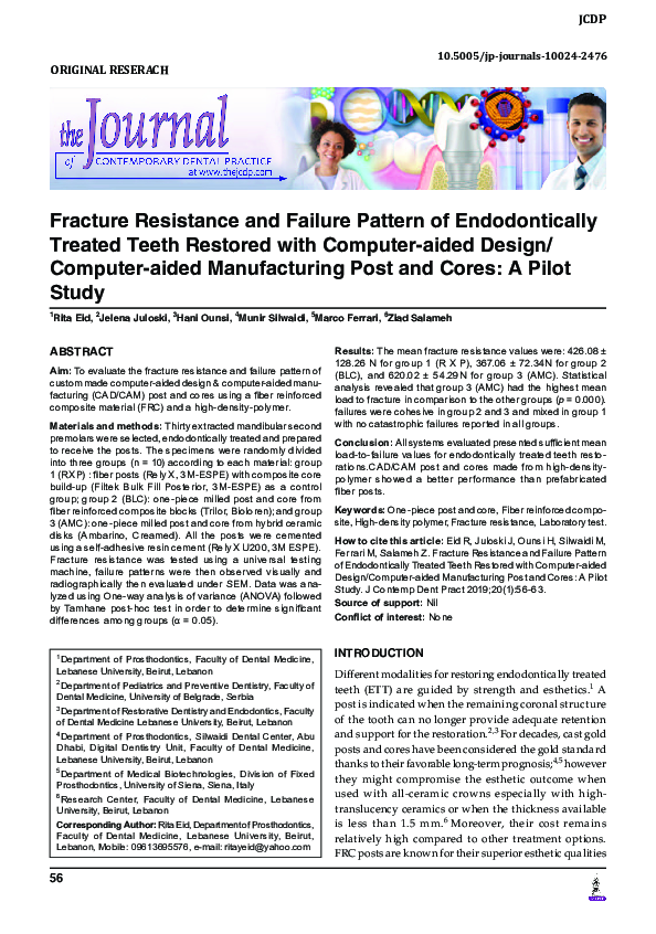 (PDF) Fracture Resistance and Failure Pattern of Endodontically Treated ...