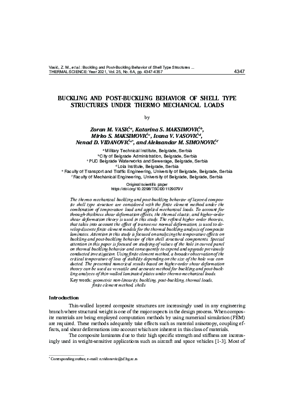 (PDF) Buckling and postbuckling behavior of shell type structures under ...