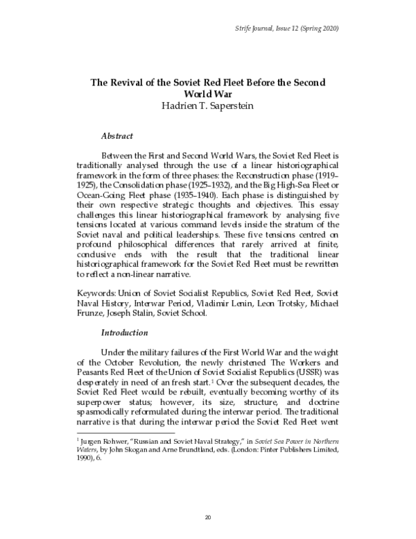 (PDF) The Revival of the Soviet Red Fleet Before the Second World War