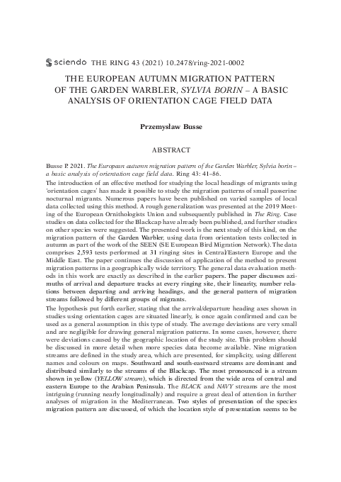 (PDF) The European Autumn Migration Pattern of the Garden Warbler ...