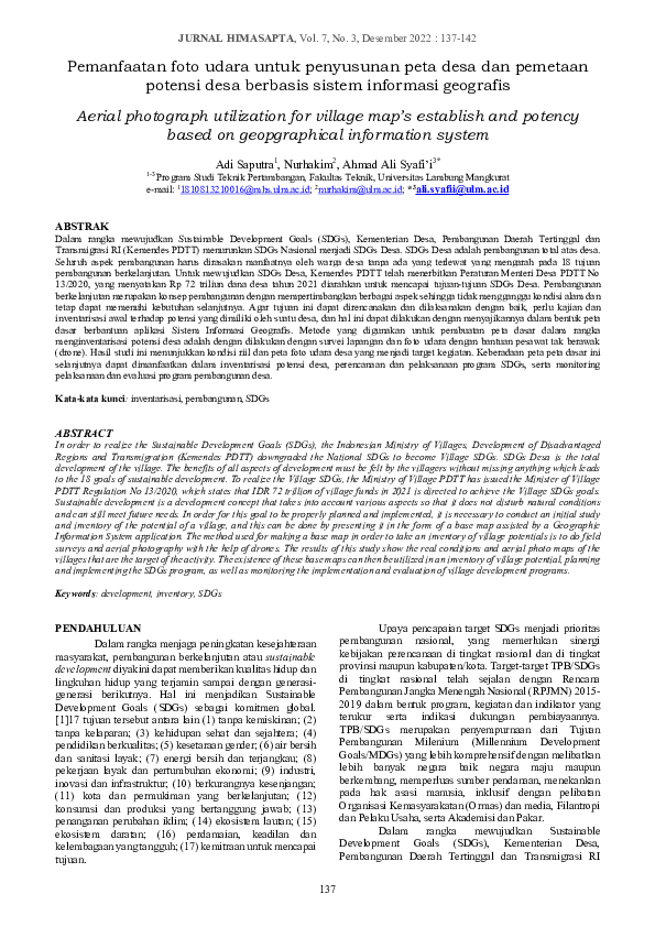 (PDF) Pemanfaatan foto udara untuk penyusunan peta desa dan pemetaan potensi desa berbasis ...