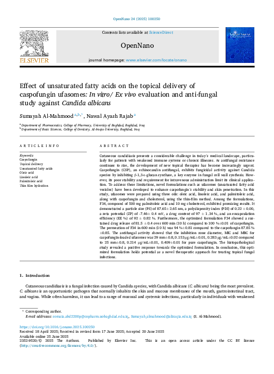 (PDF) Effect of Unsaturated Fatty Acids on the Topical Delivery of ...