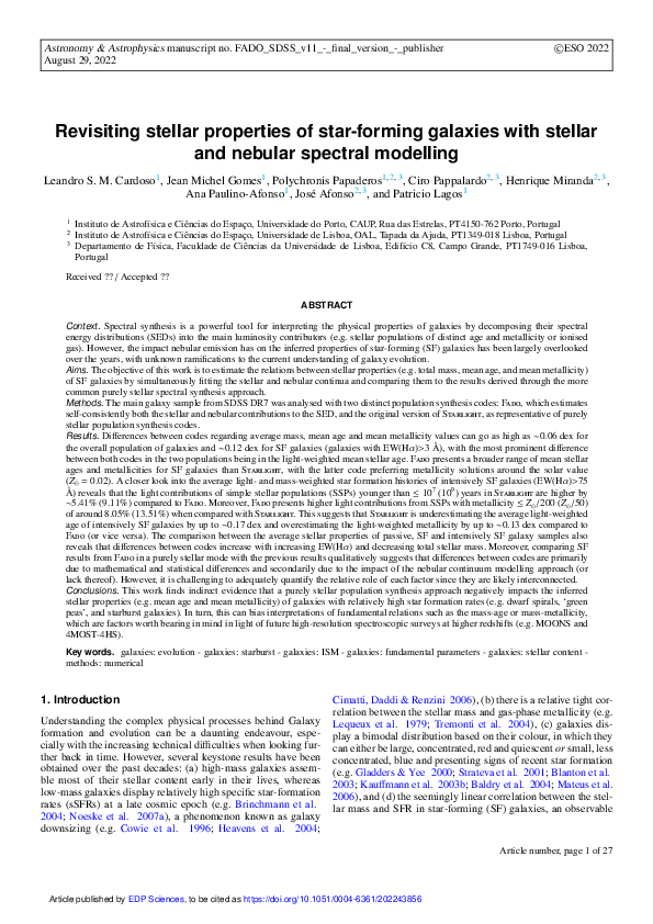 (PDF) Revisiting stellar properties of star-forming galaxies with ...