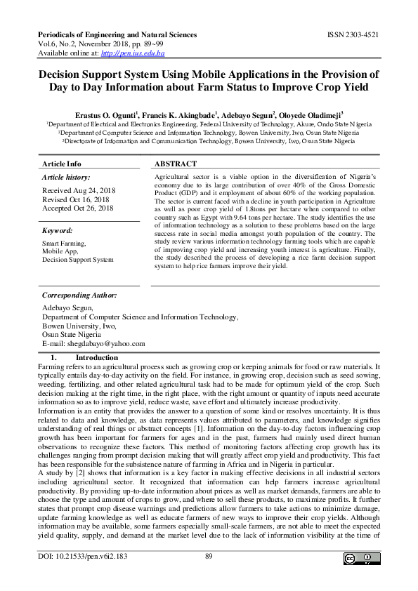 (PDF) A review of decision support system using mobile applications in ...