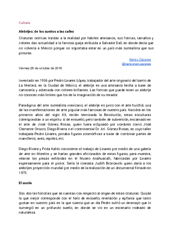 (PDF) Alebrijes: De los sueños a las calles