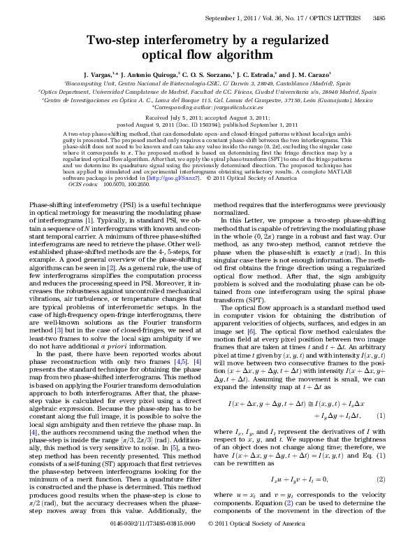 (PDF) Two-step interferometry by a regularized optical flow algorithm