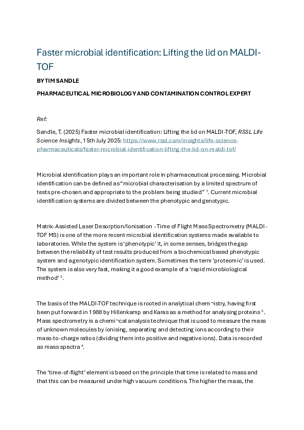 (PDF) Faster microbial identification: Lifting the lid on MALDI-TOF