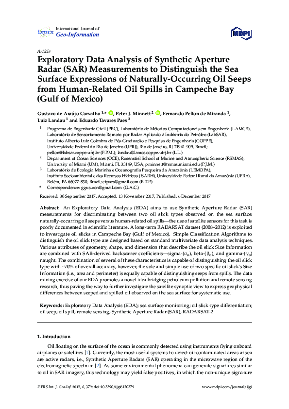 (PDF) Exploratory Data Analysis of Synthetic Aperture Radar (SAR ...
